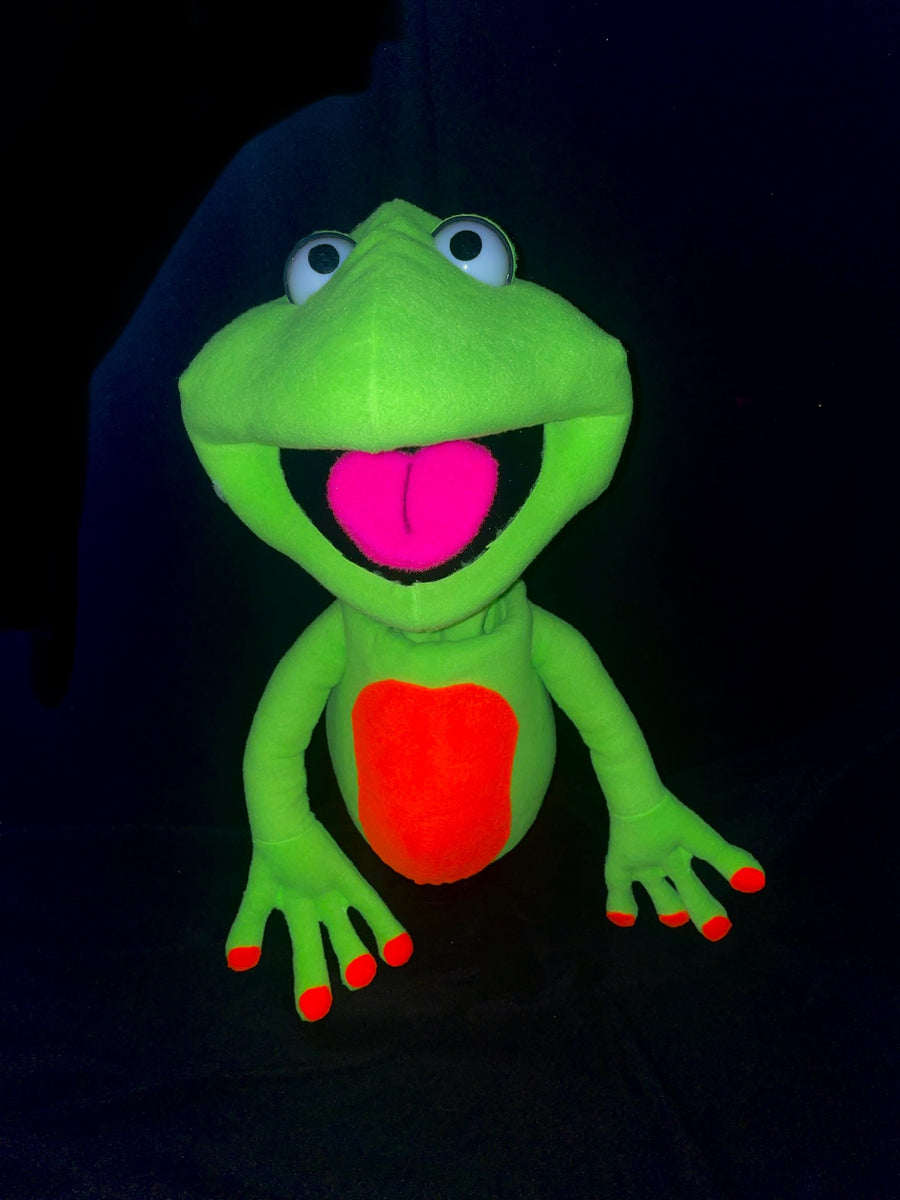 Blacklight Frog Puppet – Out of the Box Puppets